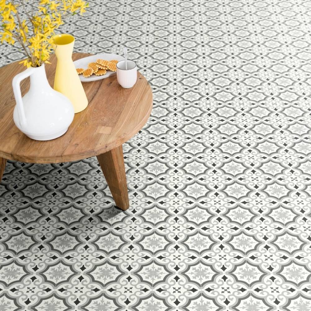 vinyl flooring patterned tile effect