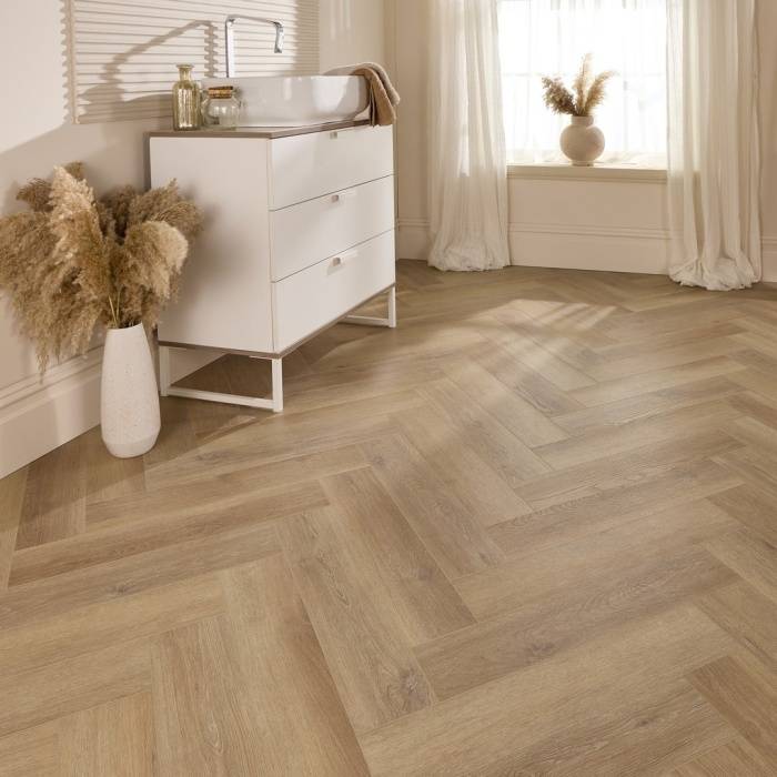 Aqua Plank Columbian Oak Herringbone Click Vinyl